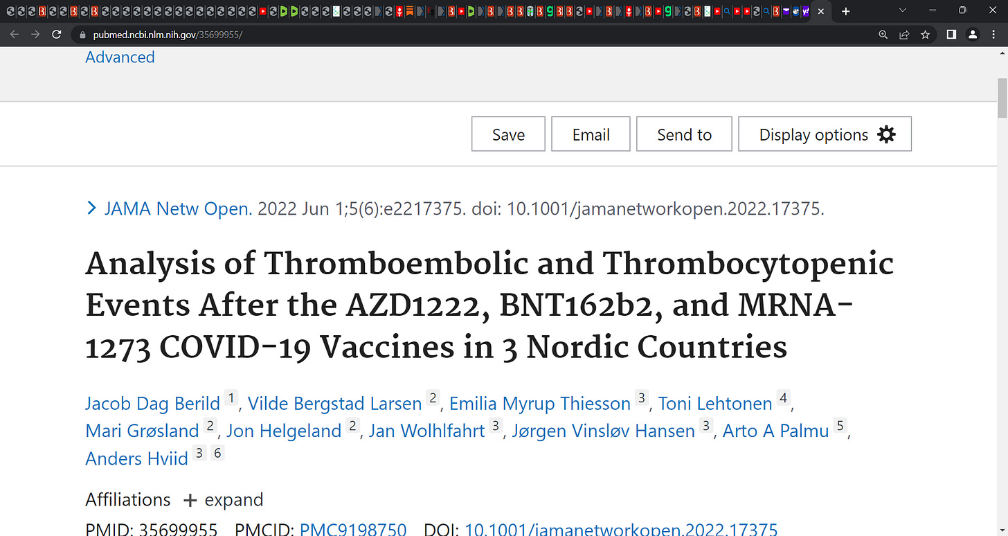 Berild & Hviid et al.: "Analysis of Thromboembolic and Thrombocytopenic ...