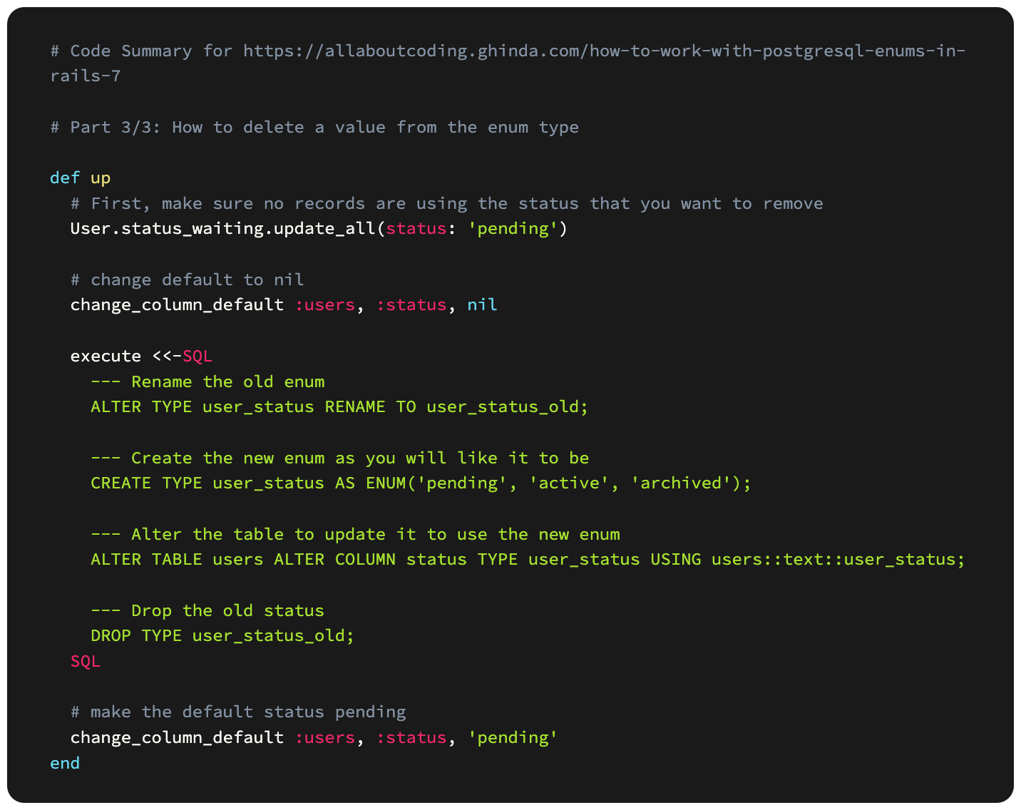 How to use Postgres Enums with Rails 7 - by Lucian Ghinda How to use Postgres Enums with Rails 7 - by Lucian Ghinda