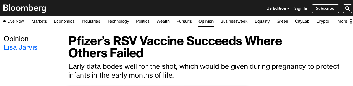 Pfizer's RSV Vaccine for Pregnant Women Is Heading for Approval