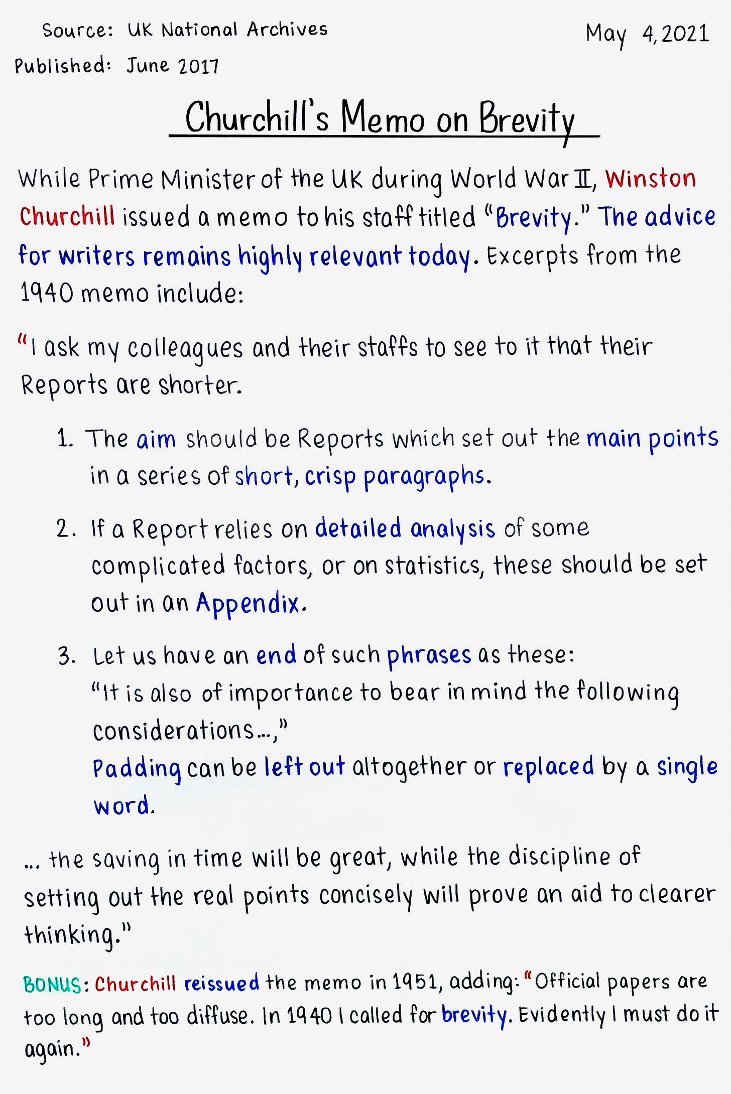 May 4: Churchill’s Memo on Brevity - by Danny Sheridan