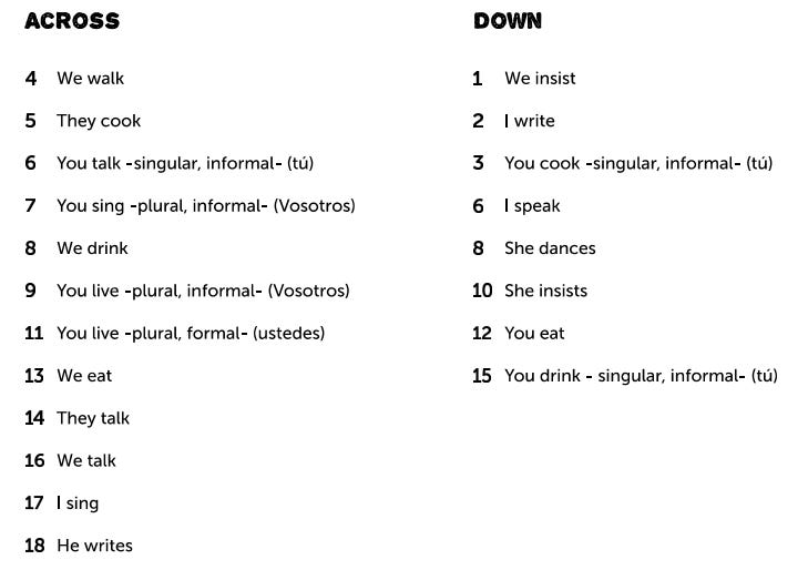 Issue #033 Revision: Three Spanish Regular Verbs Conjugations.