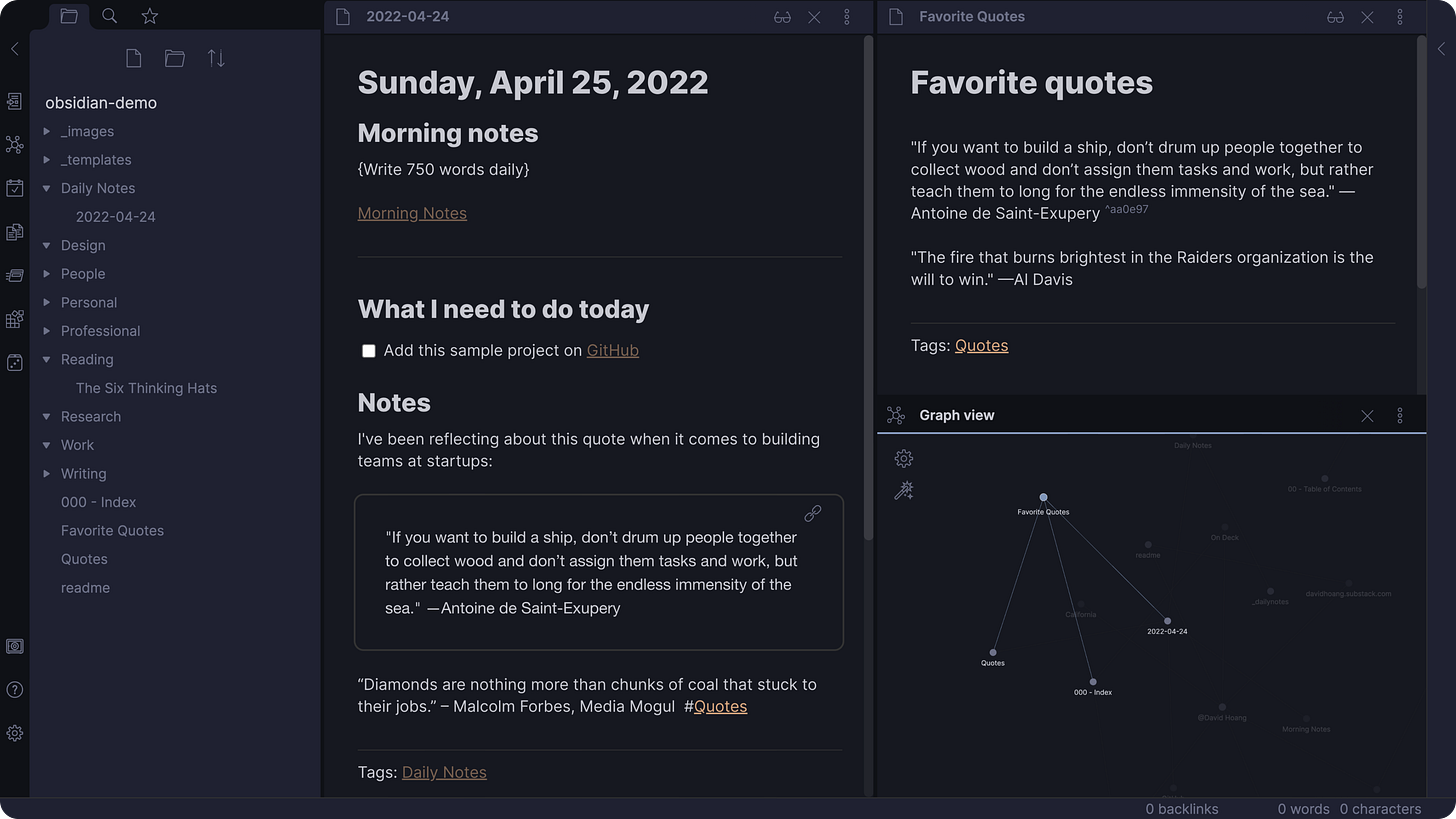 How I write with Obsidian - by David Hoang