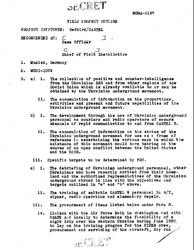 [DECLASSIFIED] - CIA INVOLVEMENT IN UKRAINIAN NATIONALISM