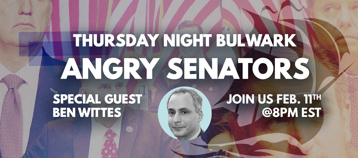 LIVESTREAM: Angry Senators - by Jim Swift - The Bulwark