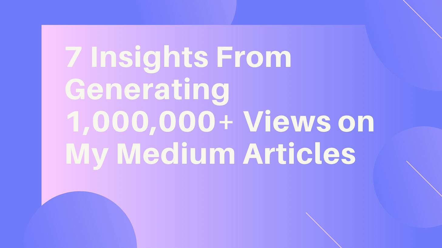 🔒 7 Insights From Generating 1,000,000+ Views on My Medium Articles