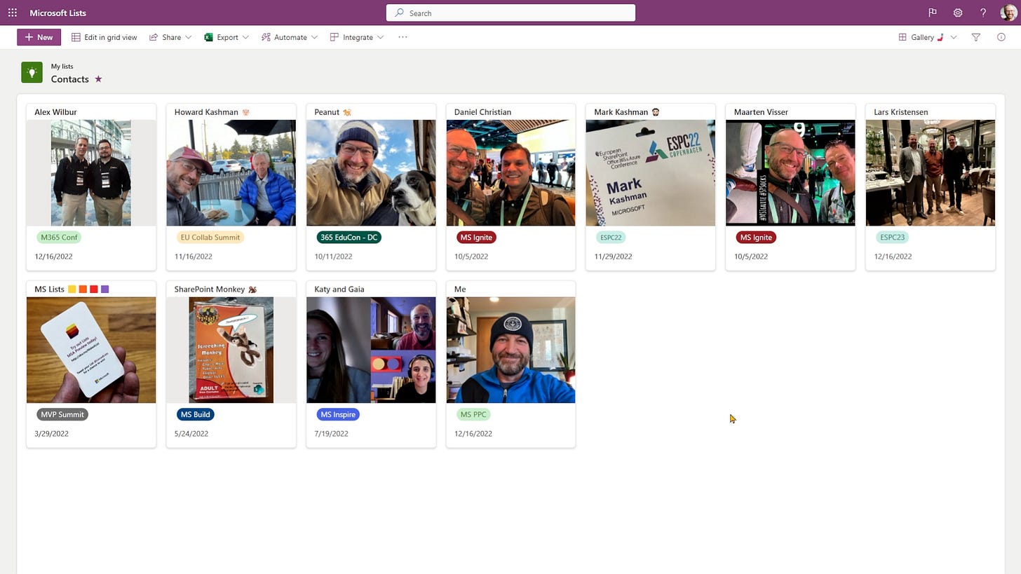 Use Microsoft Lists to track contacts throughout the year