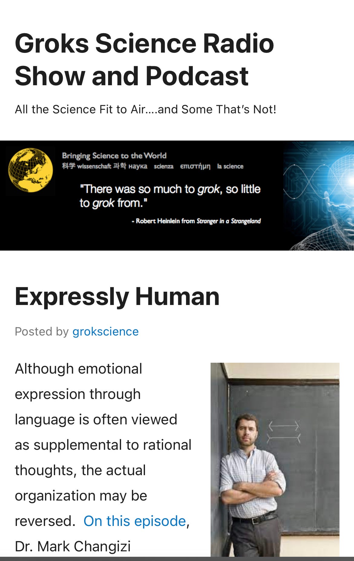 I was on Grok Science talking about our new book, Expressly Human ...
