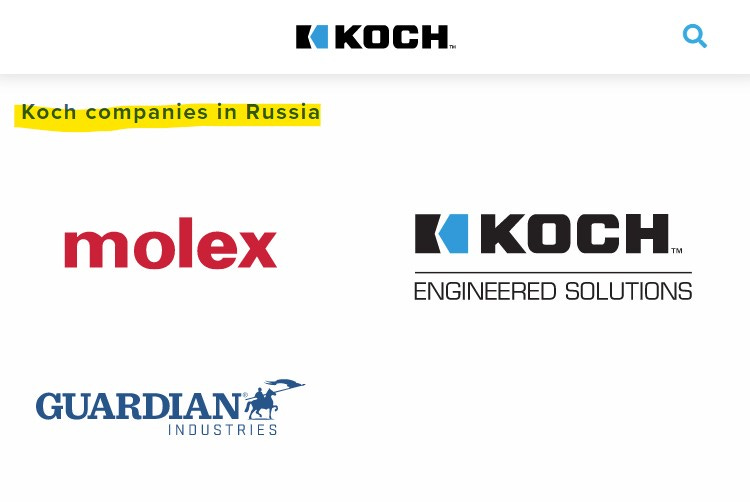 Koch Industries continues doing business in Russia