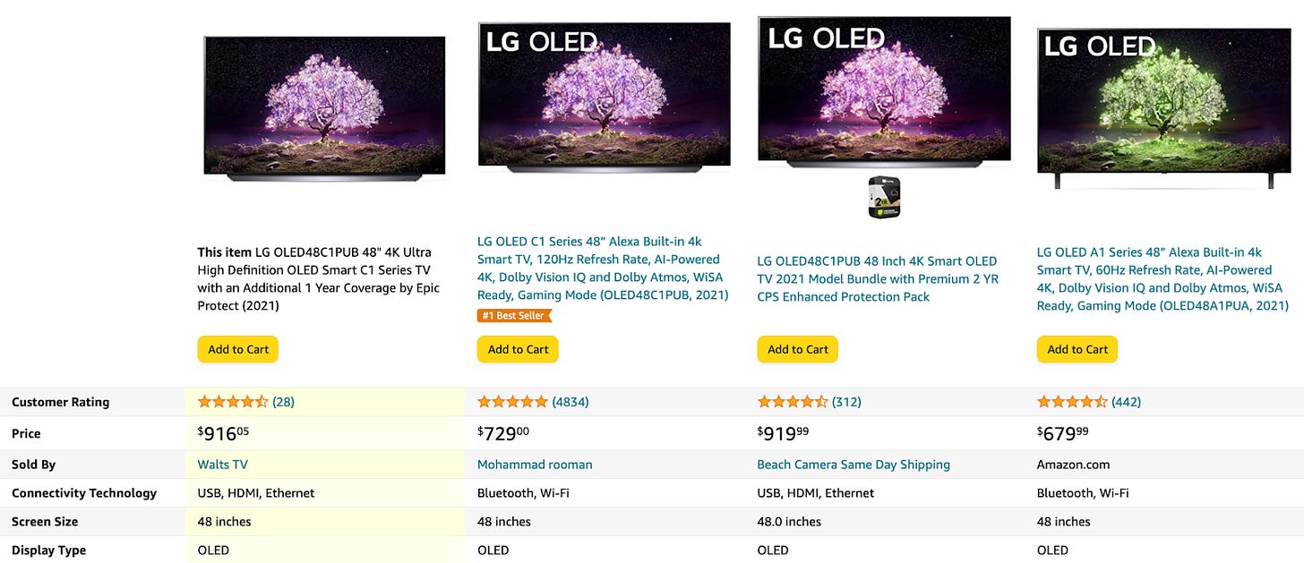 When to use horizontal vs vertical product layouts