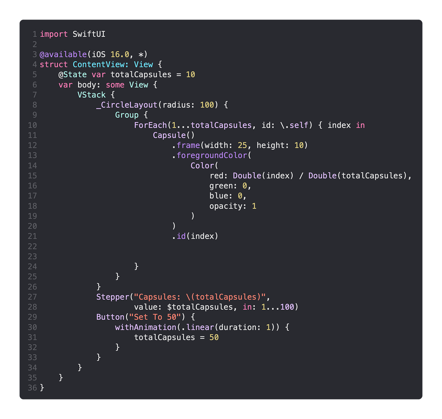 WWDC22: Use The New CircleLayout To Equally Space Views Around A ...
