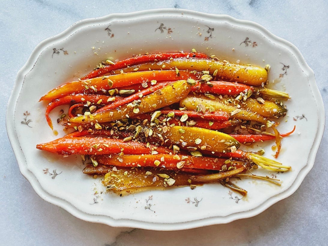 Citrus Glazed Carrots with Pistachios - by Carolina Gelen