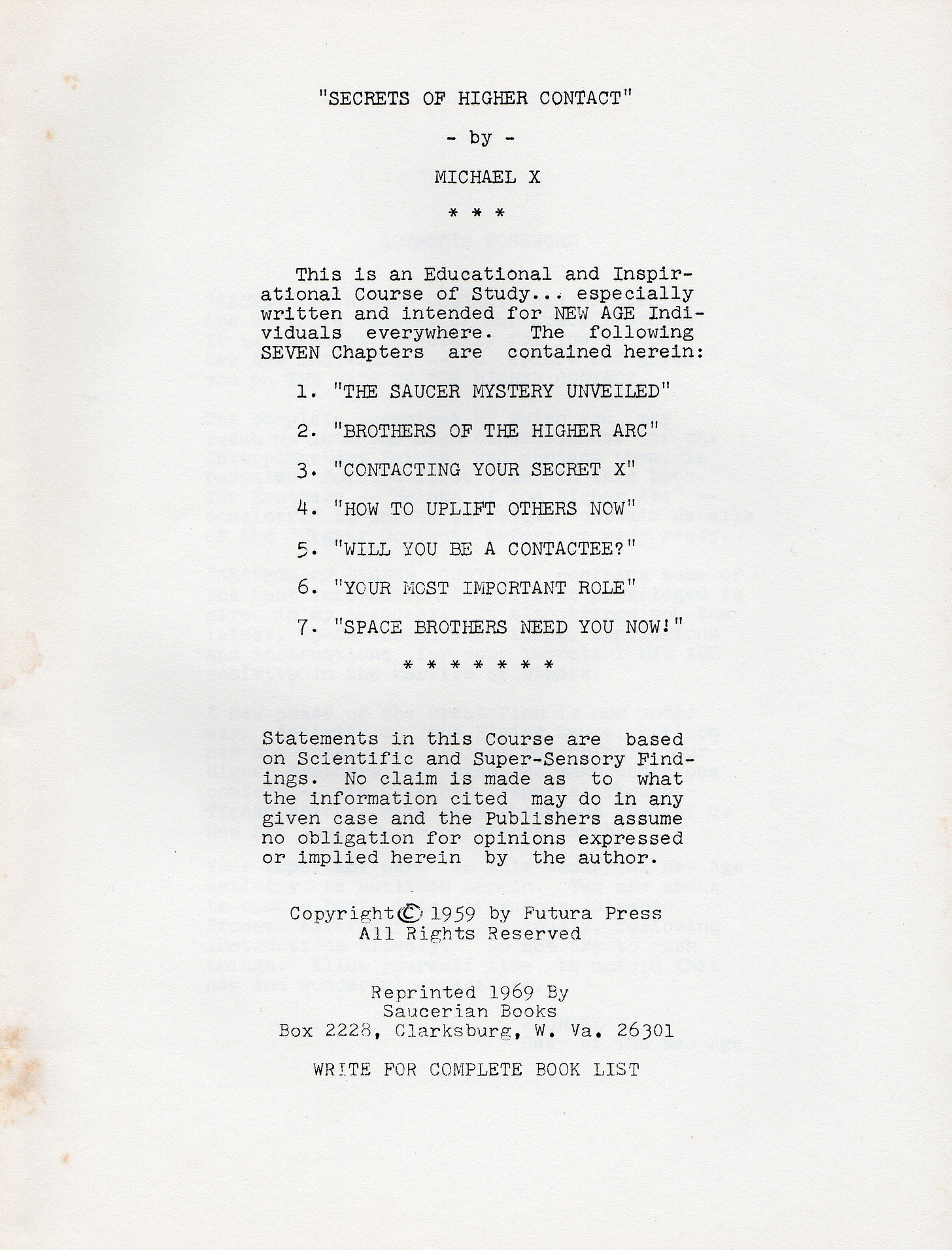 Channeling the Space Brothers - by Vance Pollock