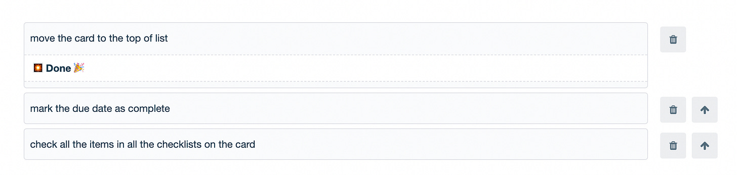 Complete your Trello cards with one click