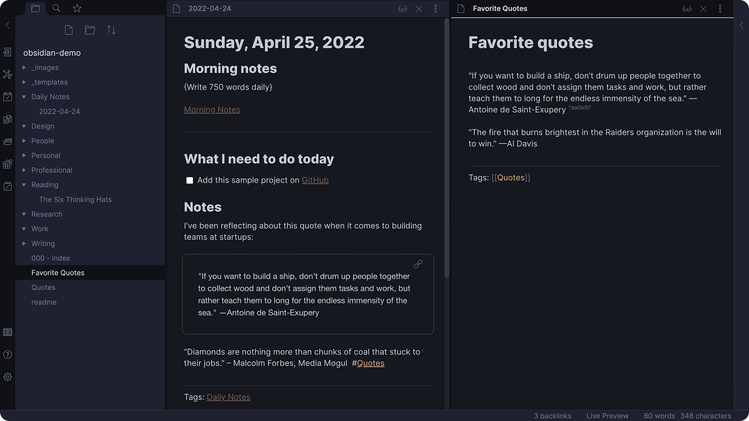 How I write with Obsidian - by David Hoang