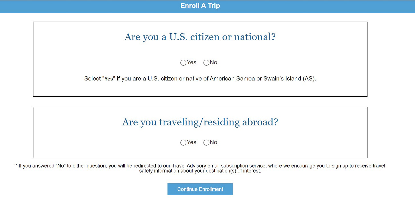 The Smart Traveler Enrollment Program (STEP)