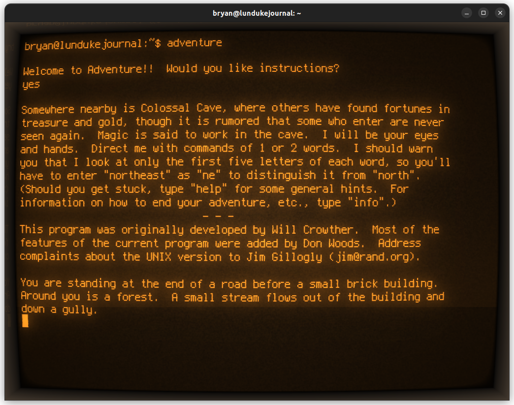 How to play the first text adventure game... in style.