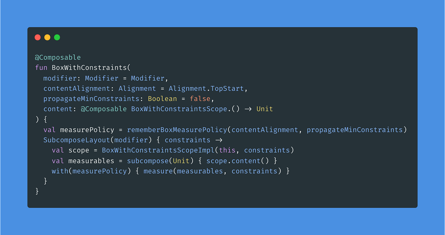 Custom Layouts, measuring policies, and BoxWithConstraints in Jetpack Compose
