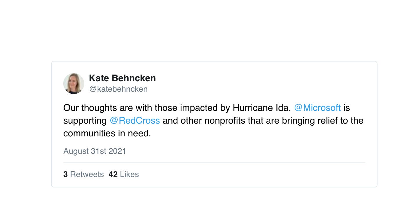 Microsoft tweets concern for Ida victims while funding climate deniers ...