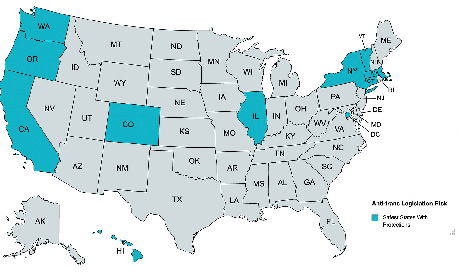 Second Period Anti-trans Legislative Risk Map