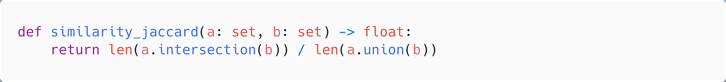 Set Similarity using Jaccard Similarity Coefficient and MinHash