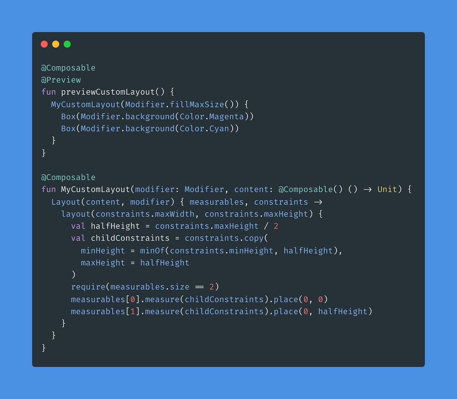Custom Layouts, measuring policies, and BoxWithConstraints in Jetpack Compose