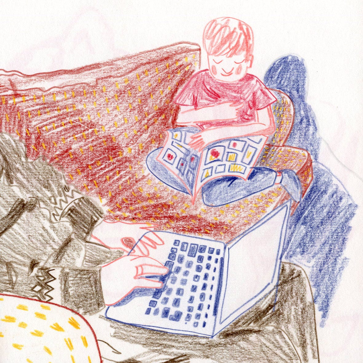 Drawing my family at home - by Ruby Wright