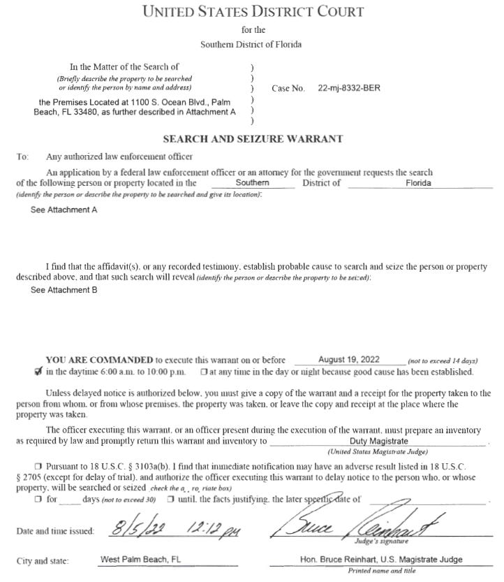 Here is the Trump Search Warrant - by Techno Fog