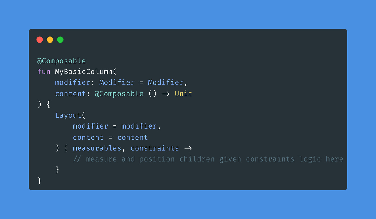 Custom Layouts, measuring policies, and BoxWithConstraints in Jetpack Compose