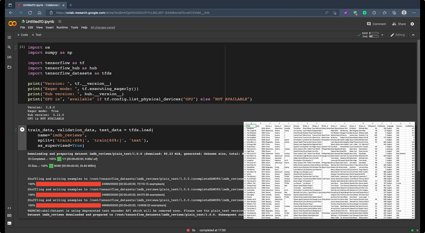 Tensor-Flow Baiscs 2: Text Classification With Tensorflow Hub