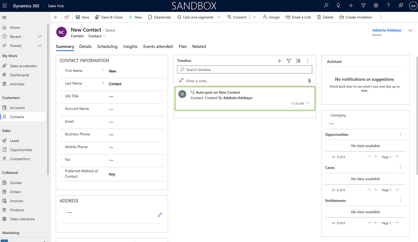 Configuring Auto-Posts in Dynamics 365 Customer Engagement