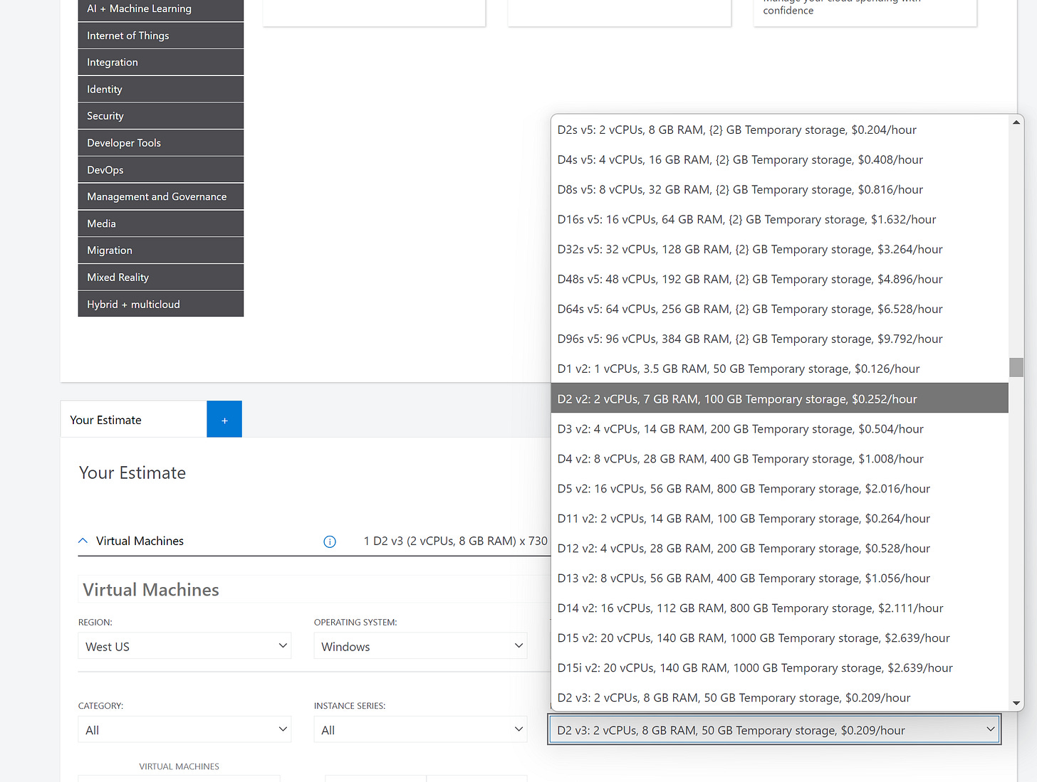The Azure Virtual Machine Selector tool