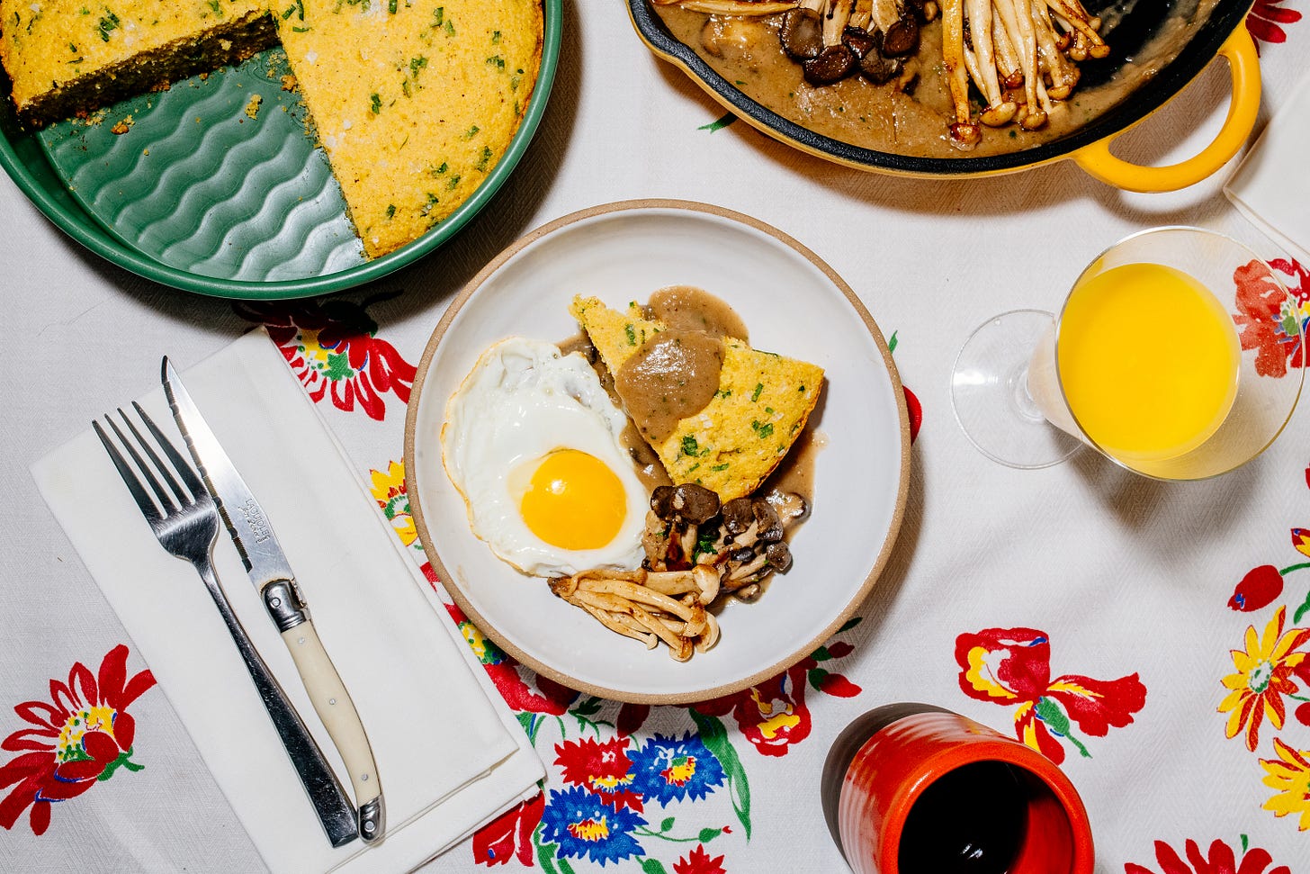 Chive and Black Pepper Cornbread with Seared Mushroom Gravy: A Piece of ...