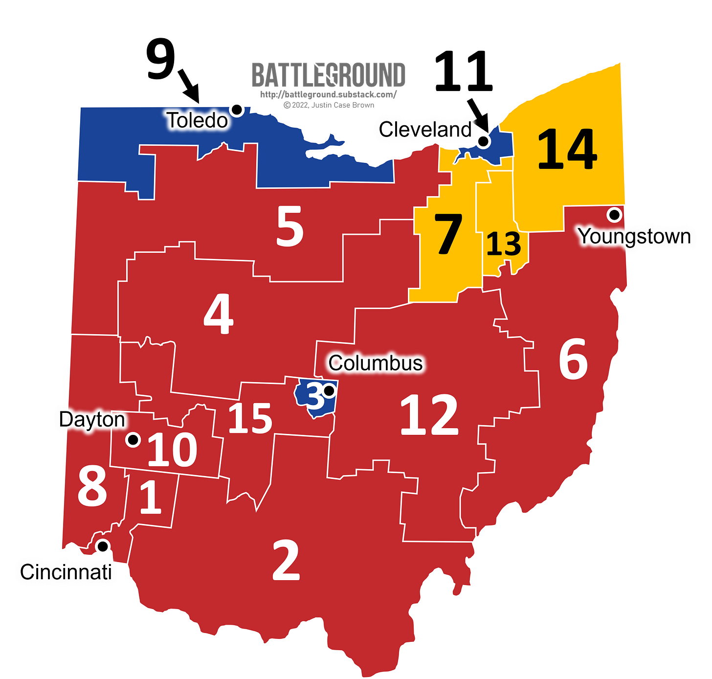 Ohio: The 4-Year Congressional Map - by Justin Brown
