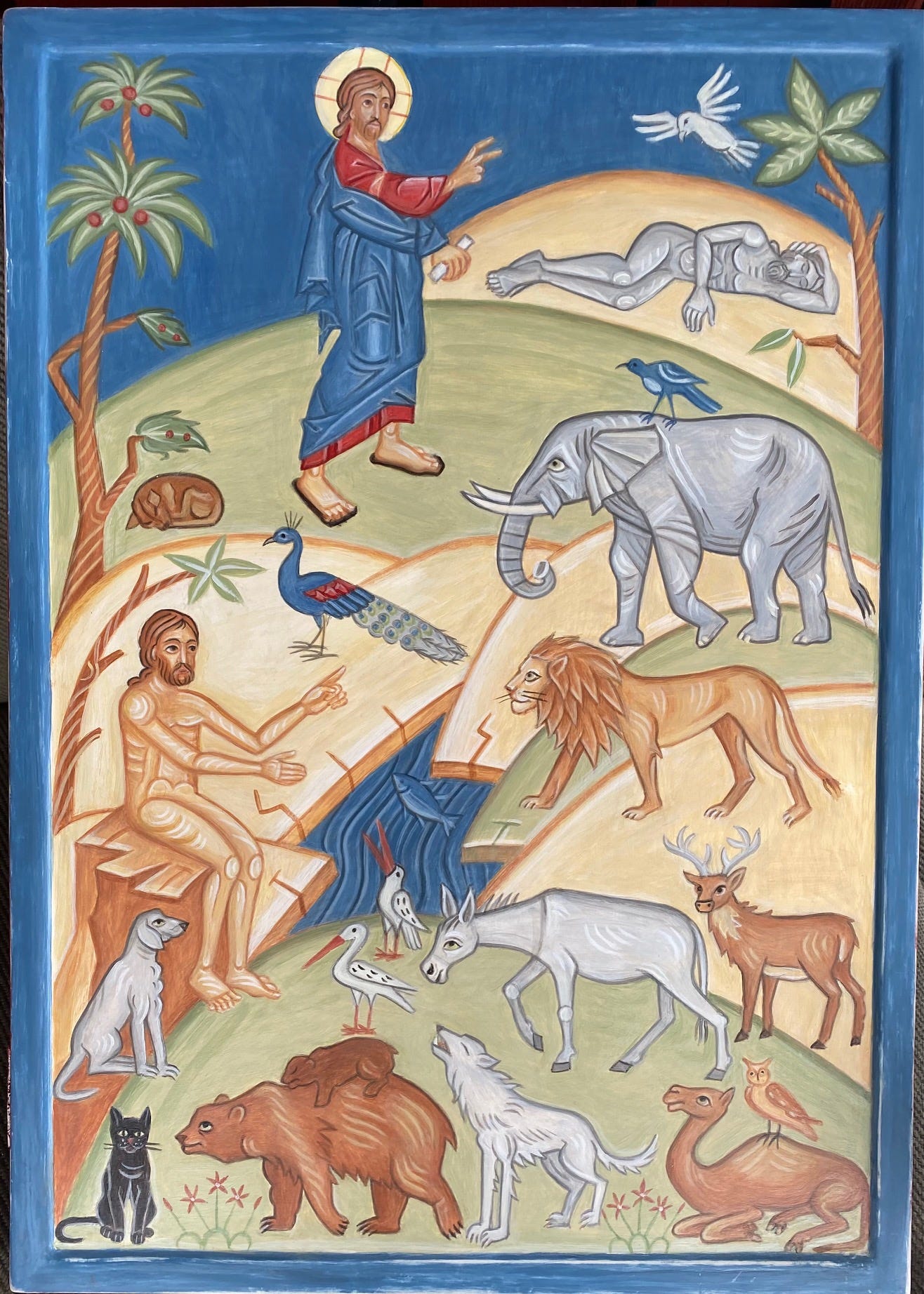 Adam gives names to the animals - by Solrunn Nes