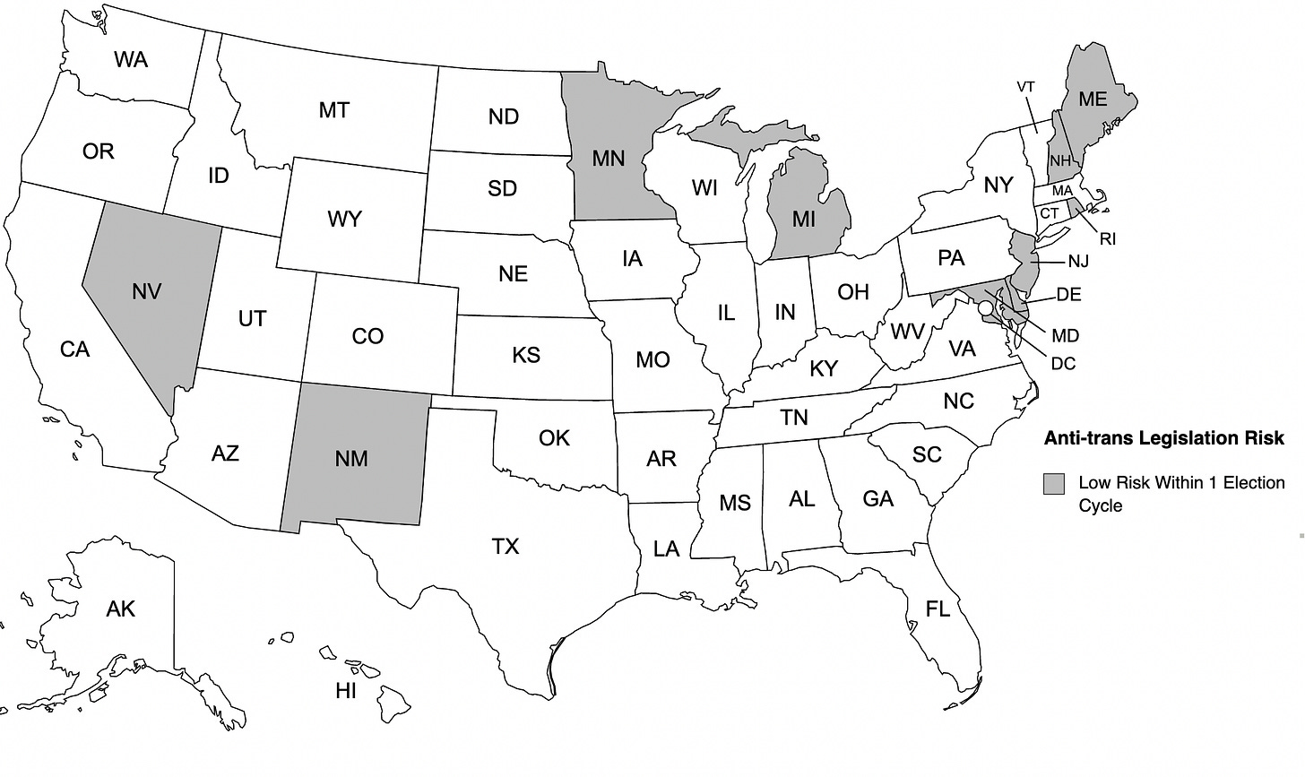 New Map! Anti-Transgender Legislative Risk By State
