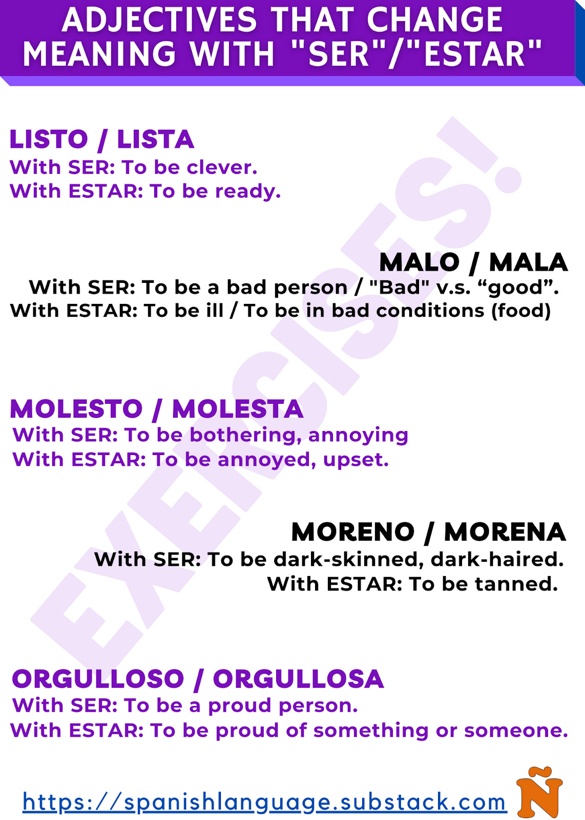 Issue #027 -- Exercises! -- Five more adjectives that take a different ...