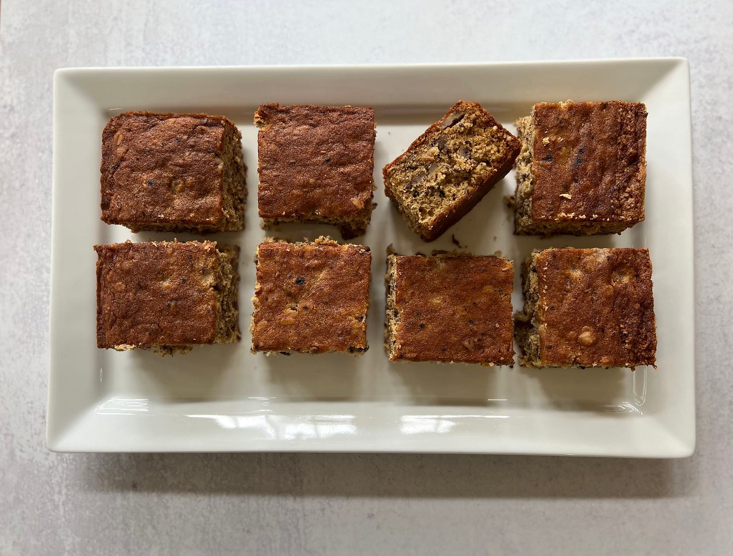 Banana squares for breakfast and an important recipe update