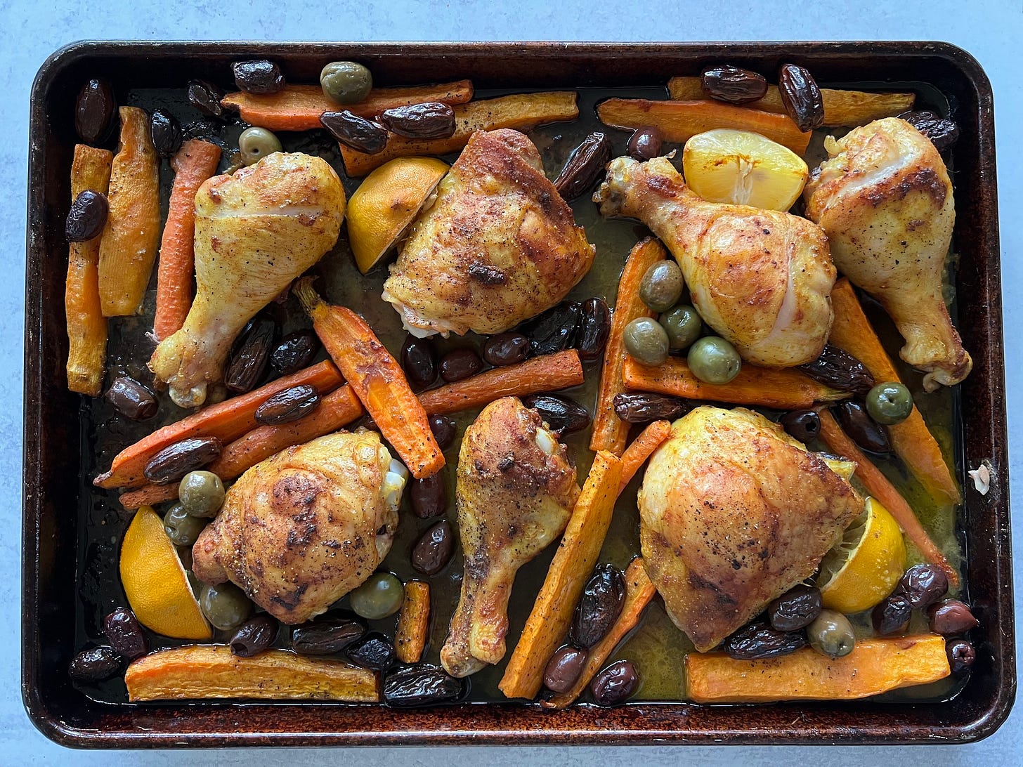 A sheet-pan "tagine" recipe for a weeknight trip to Morocco