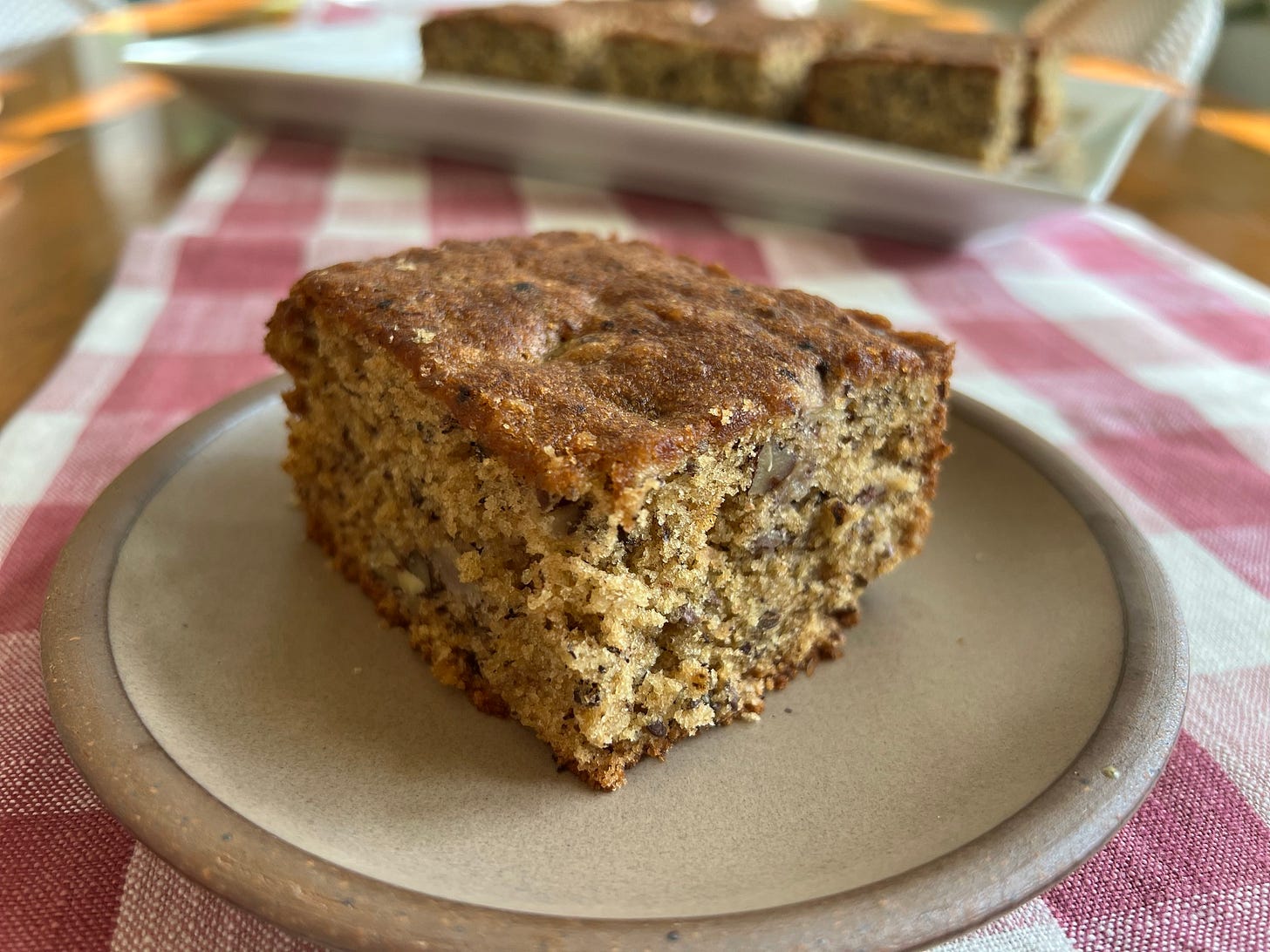Banana squares for breakfast and an important recipe update