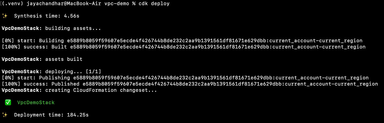 Creating AWS VPC using CDK with Python - by Jayachandhar