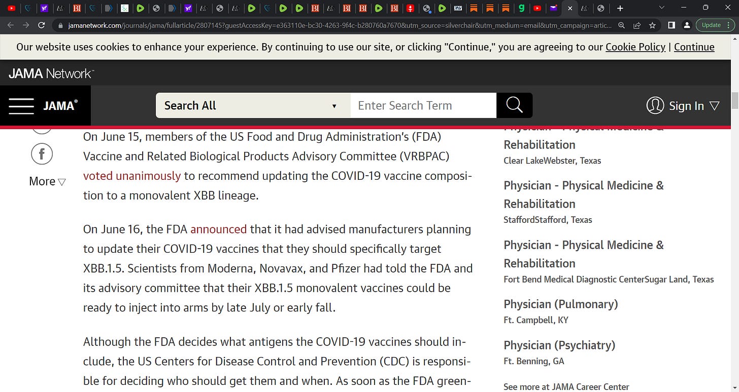 Rita Rubin's JAMA publication on FDA (VRBPAC) nightmarish seeking of vaccine for XBB.1.5 sub ...