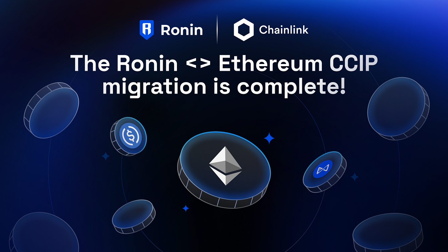 The Ronin Bridge Chainlink CCIP migration is complete! The Ronin Bridge Chainlink CCIP migration is complete!