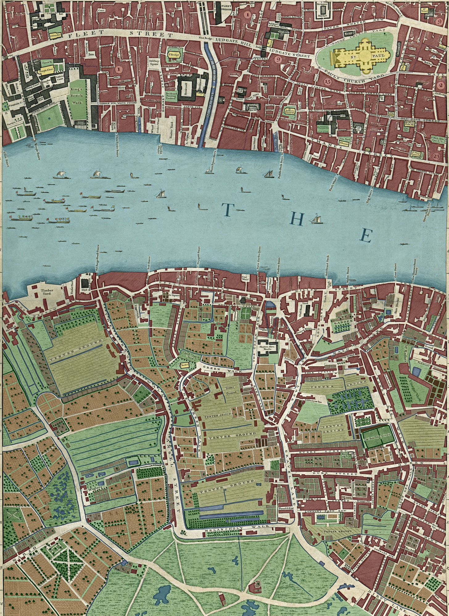 The 1746 Rocque Map Of London... Now In Colour