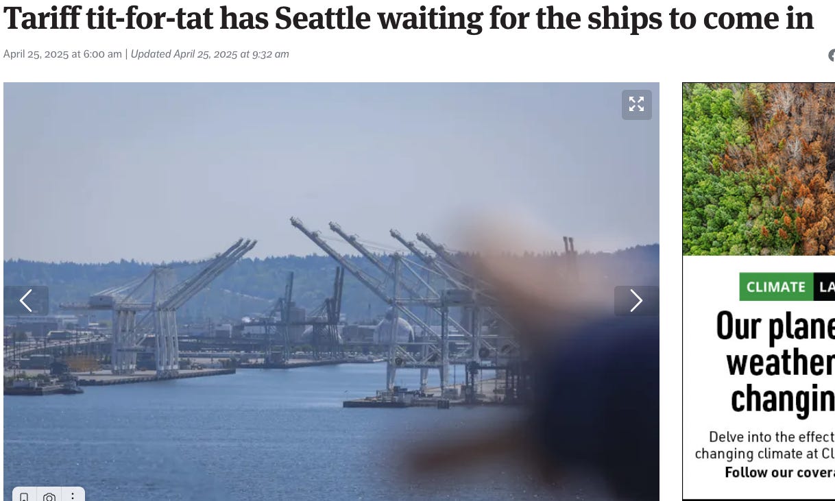 Port of Seattle EMPTY - ZERO Inbound Ocean Container Ships