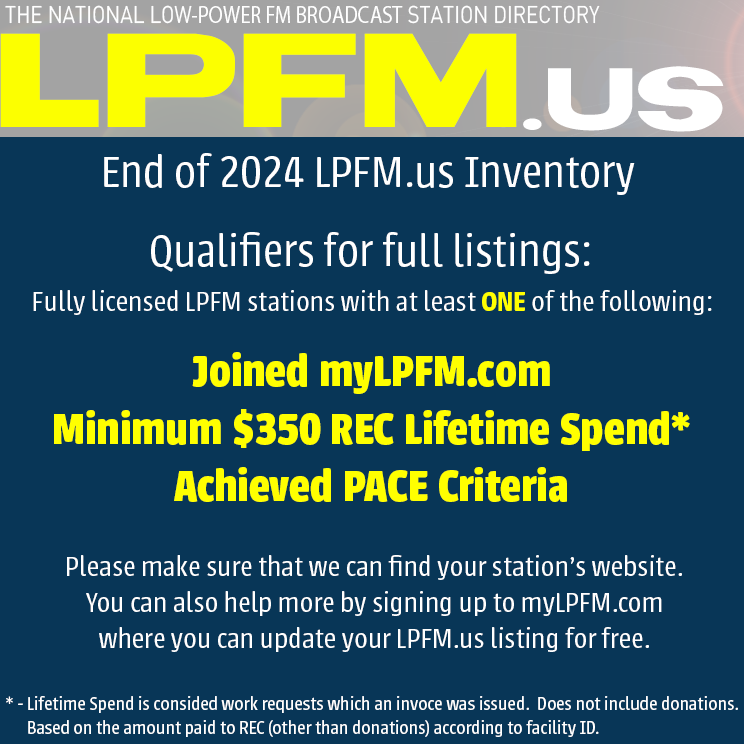 REC Networks LPFM.us 2024 End of Year Inventory of LPFM Stations