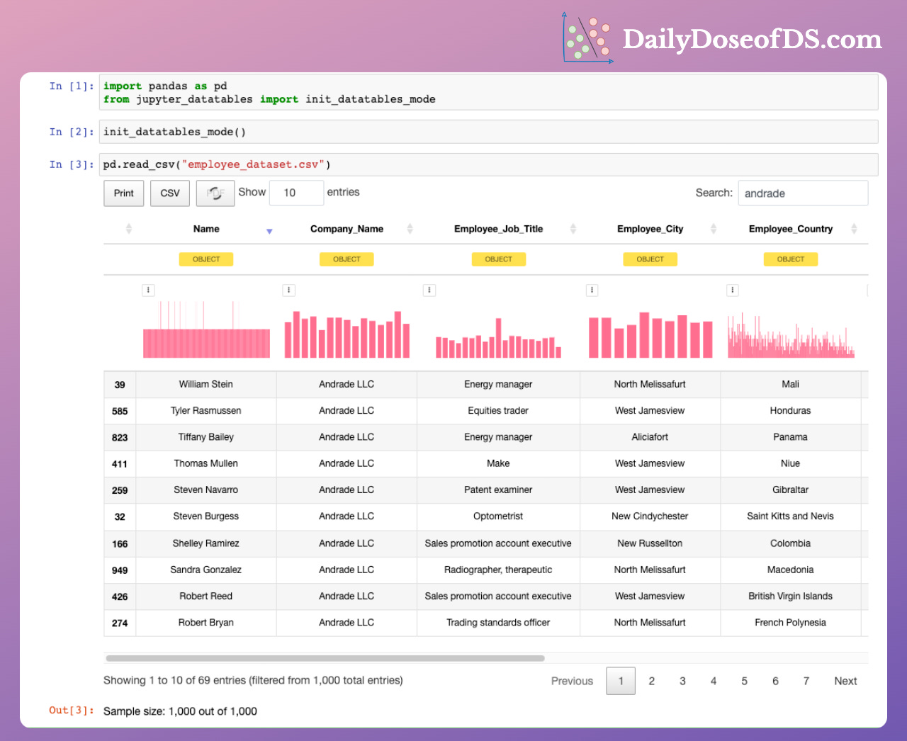 Enrich The Default Preview of Pandas DataFrame with Jupyter DataTables