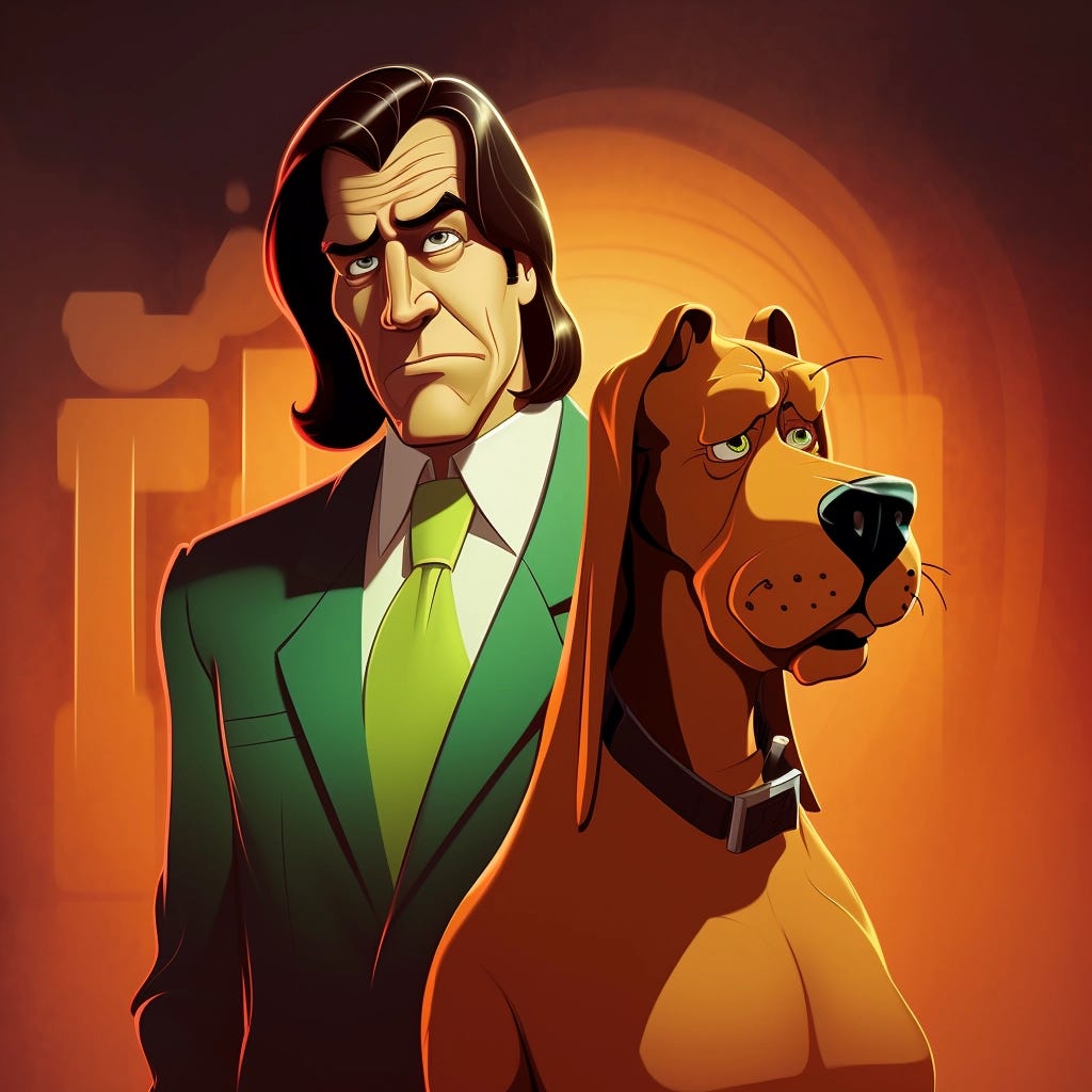Scooby-Doo and Vincent Vega walk into a bar.