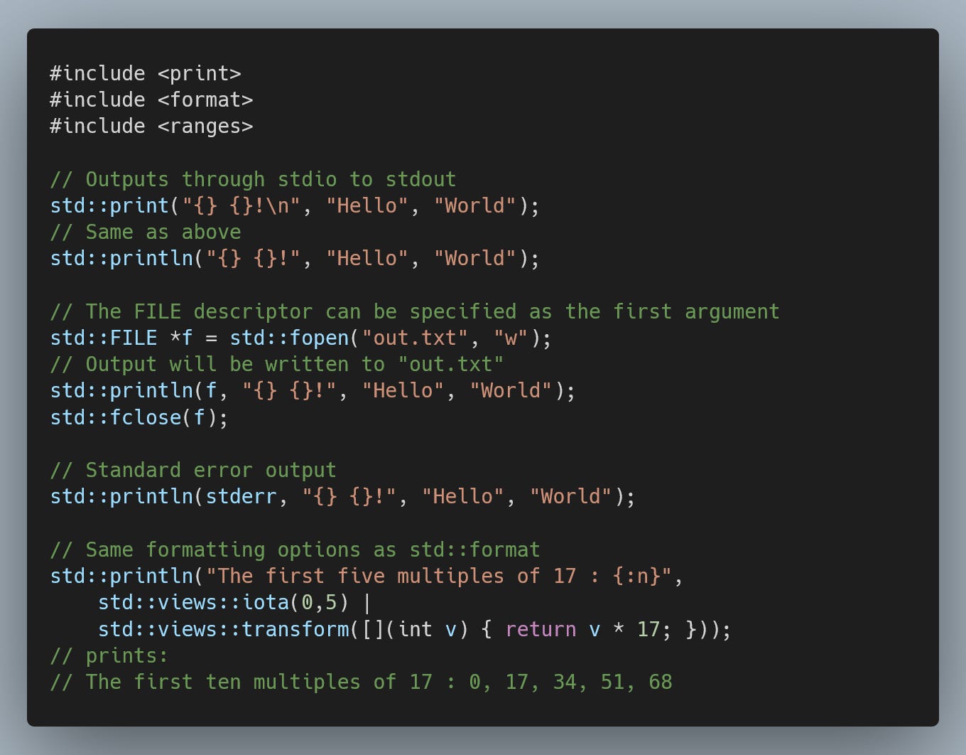 Daily bit(e) of C++ | std::print, std::println