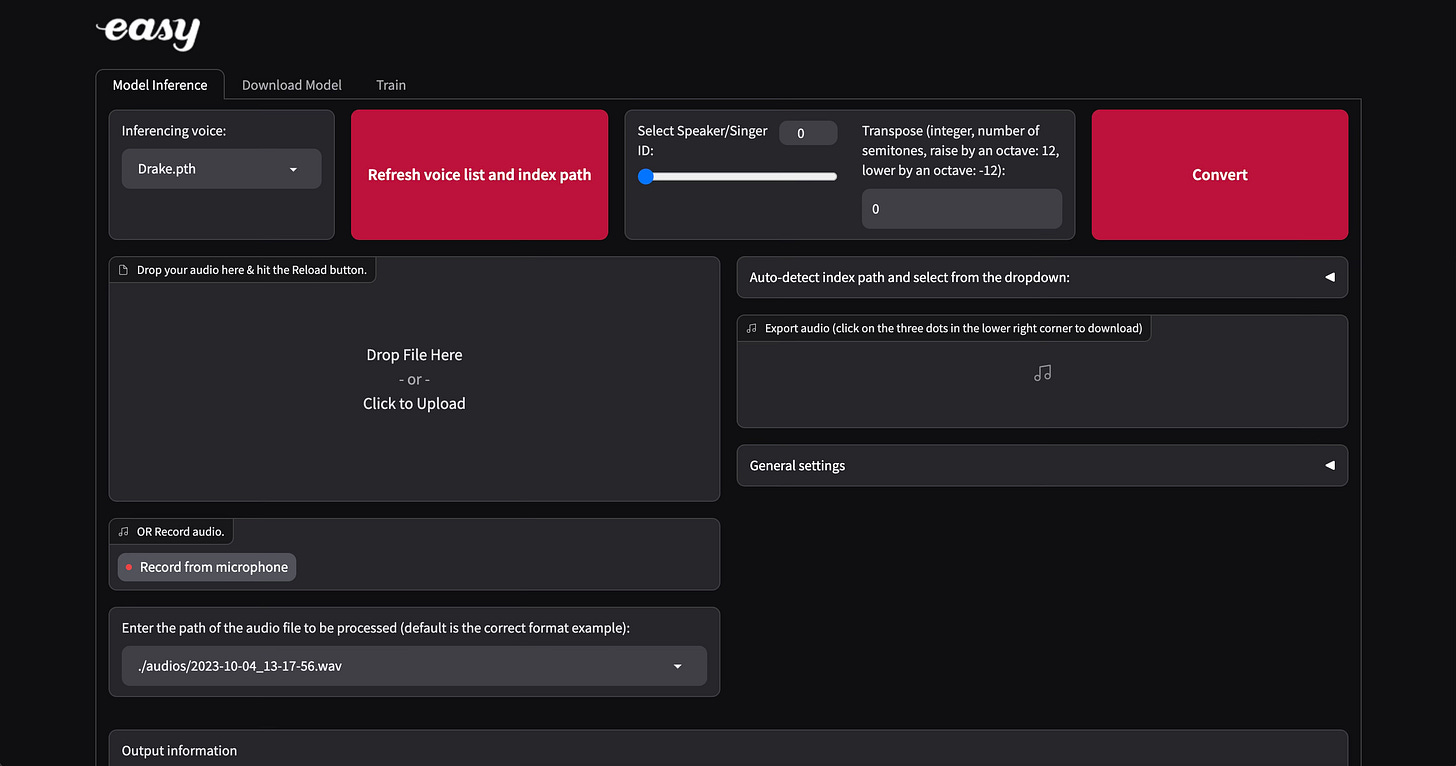 Running RVC Models on the Easy GUI - by Tanay Rathore
