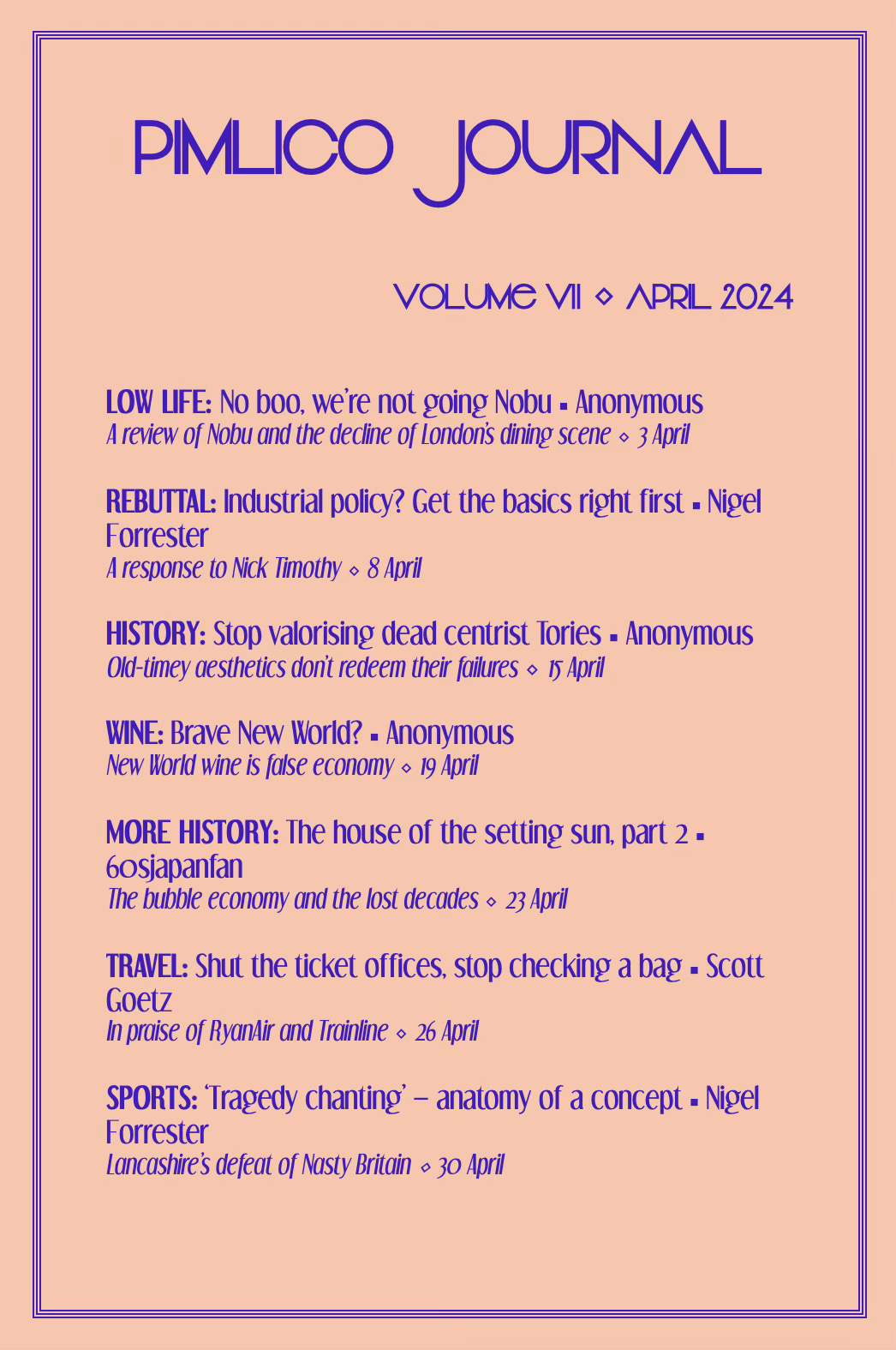 About - Pimlico Journal